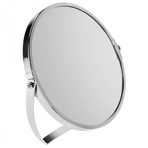 Зеркало косметическое настольное Brabix, круглое, d=17см, двустороннее, с увеличением, нерж. рамка