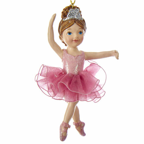 Kurts Adler Ёлочная игрушка Балерина Лавли в розовом платье 10 см, подвеска C7690