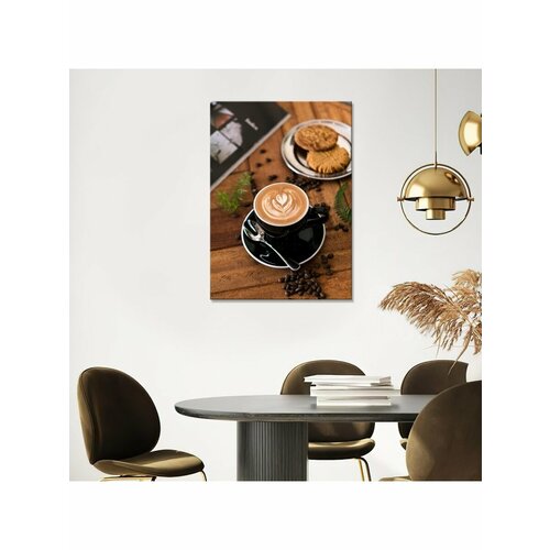 Картина на холсте с подрамником Чашка кофе и печенье 30х40