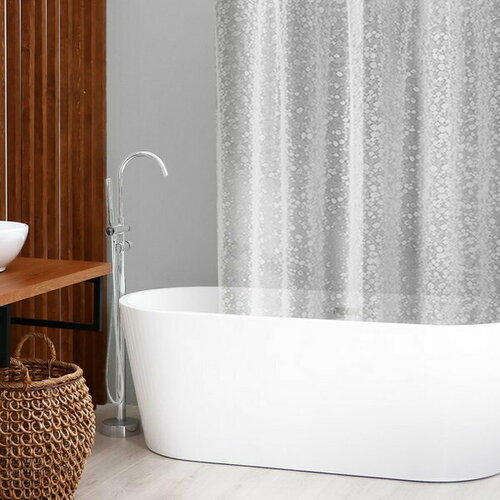 Штора для ванной "Галька", 180x180 см, PEVA, цвет белый