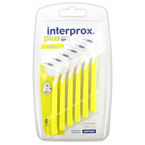 Зубной ершик InterProx Plus mini 1.1, желтый, 6 шт., диаметр щетинок 3 мм