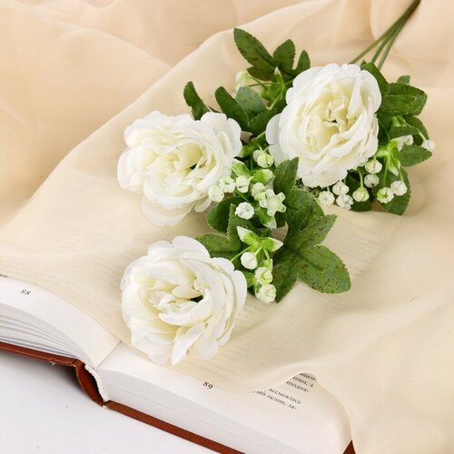 Цветы искусственные "Роза Амория" 7х62 см, белый