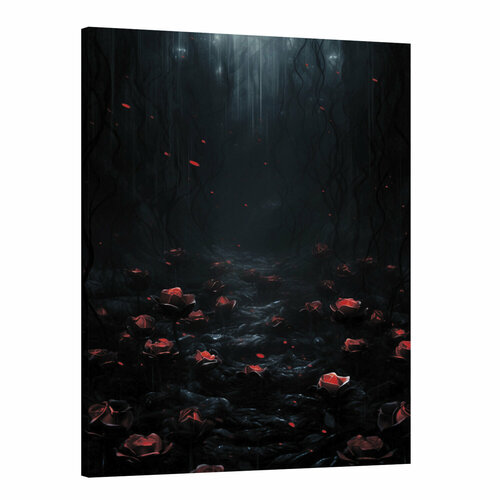 Интерьерная картина 50х70 "Розы в глубине"
