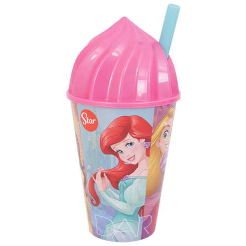 Стакан Stor с соломинкой и объемной крышкой в виде мороженого, 430 мл, Принцессы Дружные приключения