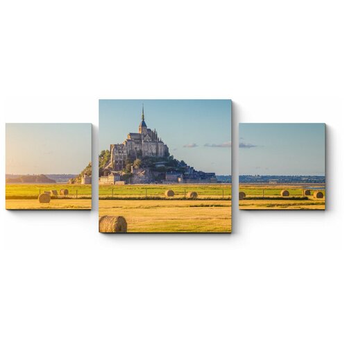 Модульная картина Неповторимый Мон-Сен-Мишель на закате, Франция 80x34