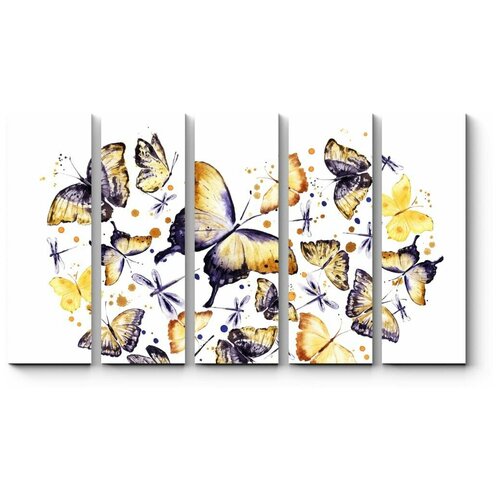 Модульная картина Винтажные бабочки 140x84