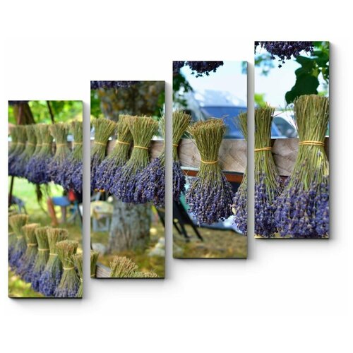 Модульная картина Букеты из лавандовых цветов, Прованс120x104
