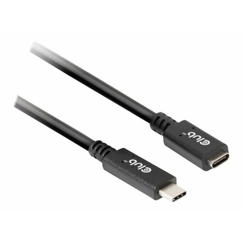 Кабель CLUB 3D CAC-1531 удлинительный USB C / USB C (M/F), USB Gen1 Type-C, 60 Вт, для планшета, ноутбука, смартфона, 1 метр, цвет черный (CAC-1531)