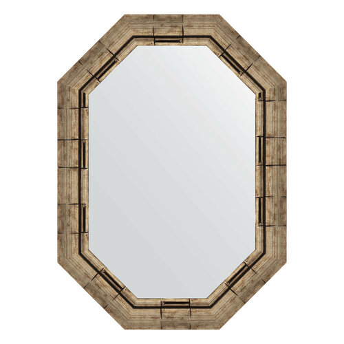 Зеркало настенное Polygon EVOFORM в багетной раме серебряный бамбук, 53х73 см, для гостиной, прихожей, кабинета, спальни и ванной комнаты, BY 7125