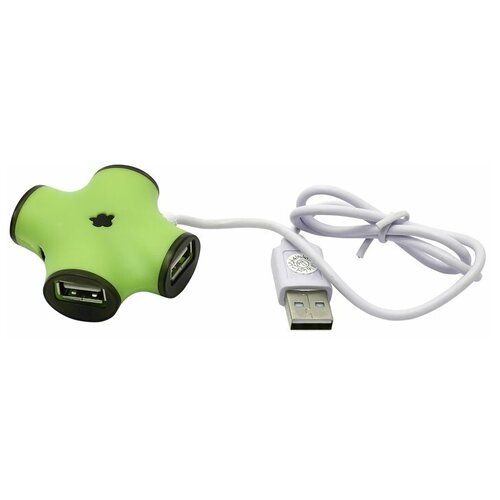 USB-концентратор  CBR CH 100 USB 2.0, разъемов: 4, 45 см, зеленый