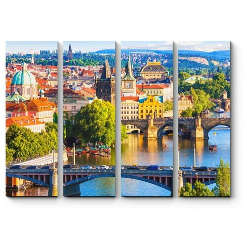 Модульная картина Старый город летним днем, Прага 130x98
