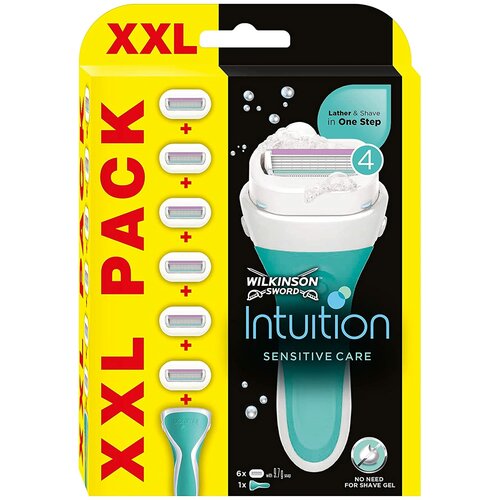 Wilkinson Sword / Schick Intuition Sensitive / Бритвенный женский станок с 6-ю сменными кассетами.