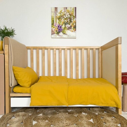 Детское постельное белье из вареного хлопка, куркума, простыня 60х120 см