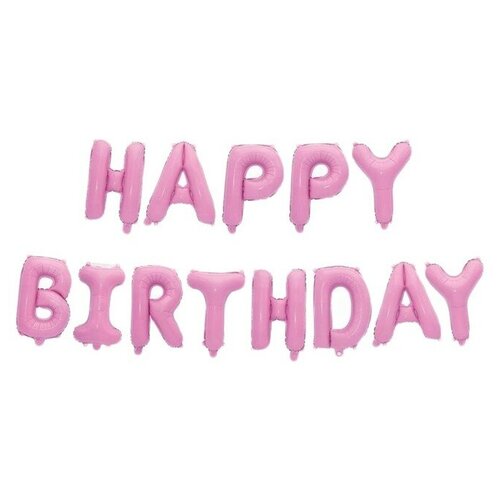 Страна Карнавалия Шар фольгированный 16" «Happy Birthday», заглавные буквы, цвет розовый