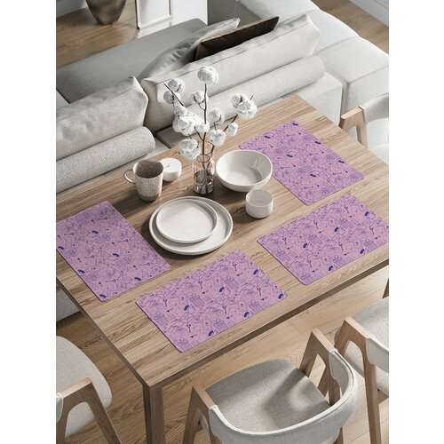 Набор прямоугольных тканевых салфеток на стол для сервировки JoyArty "Послания любви" плейсмат, 30x46 см, 4шт.