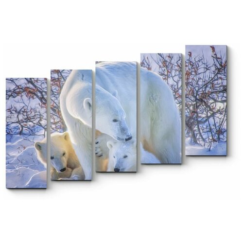 Модульная картина Семейная прогулка полярных медведей 220x154