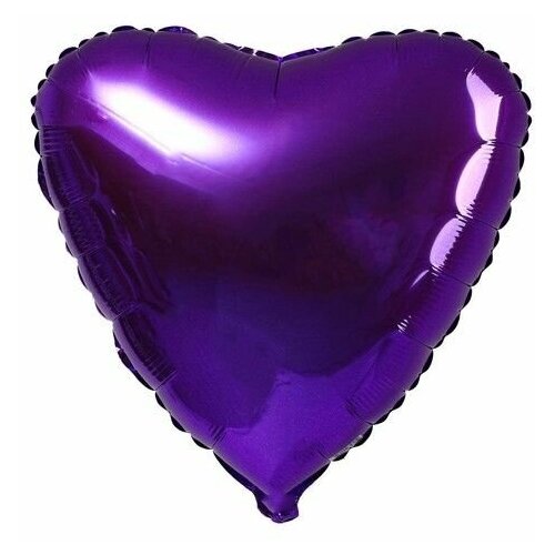 Воздушный шарик, фольгированный 19", сердце, цвет пурпурный