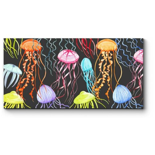 Модульная картина Разноцветные медузы 160x80