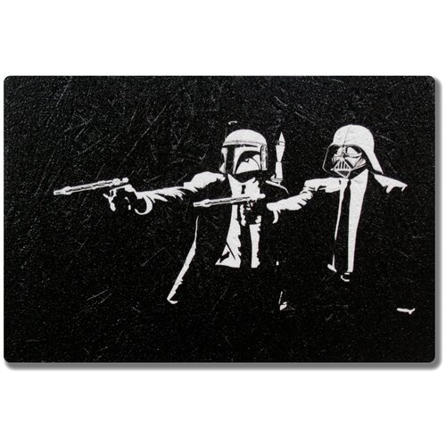 "Криминальное чтиво - Звёздные войны". Интерьерная картина-фреска на доске. 75х50см