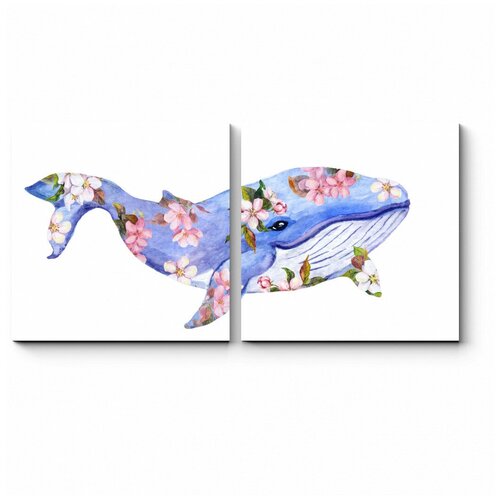 Модульная картина Весенний кит 50x25