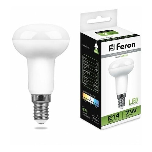 Лампа светодиодная LED зеркальная 7вт Е14 R50 белый (LB-450) | код 25514 | FERON ( 1шт. )