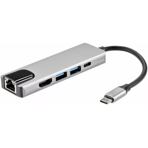Адаптер USB 3.1 Type-Cm ->HDMI A(m) 4K@30Hz, RJ45, 2XUSB3.0, PD, iOpen