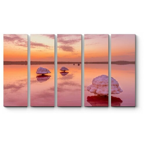 Модульная картина Розовый закат в зеркале воде 100x60