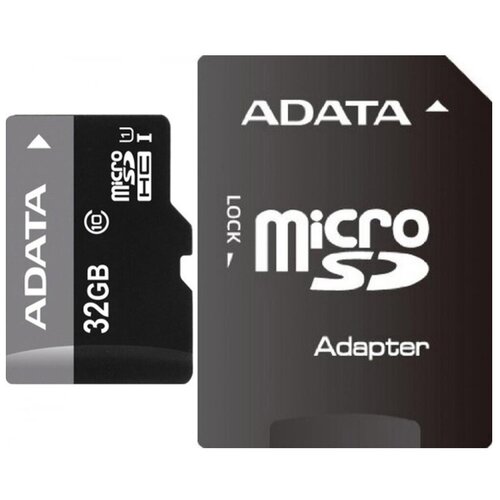 Карта памяти ADATA microSDHC 32 ГБ Class 10, V10, A1, UHS-I, адаптер на SD, 1 шт., черный