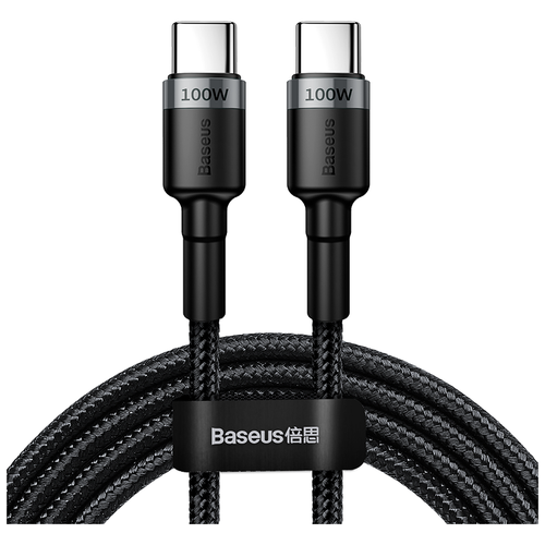 Кабель Baseus Cafule USB Type-C - USB Type-C, 2 м, 1 шт., черный/серый