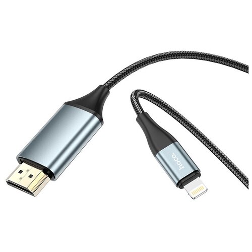 Кабель HDMI HOCO UA15, Lightning - HDMI, 2 м, серый металлик