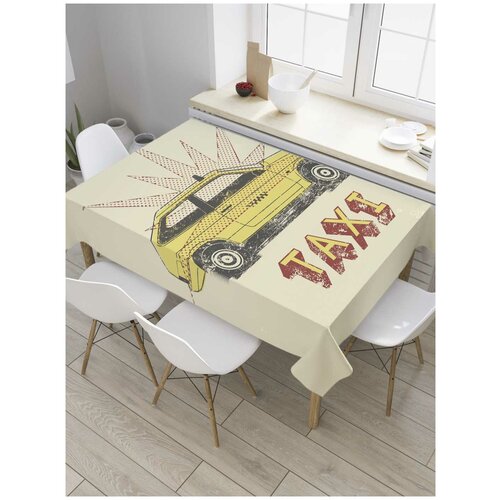 Скатерть прямоугольная JoyArty на кухонный стол "Такси ретро" из оксфорда, 120x145 см