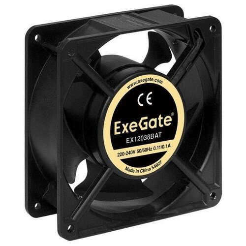 Exegate EX289019RUS Вентилятор 220В ExeGate EX12038BAT (120x120x38 мм, 2-Ball (двойной шарикоподшипник), клеммы, 2700RPM, 43dBA)