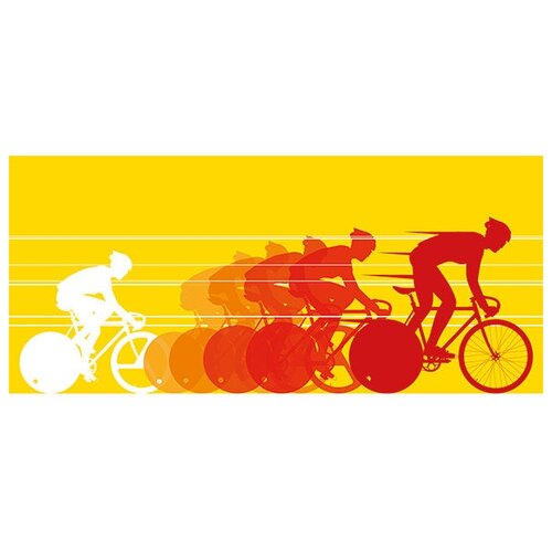 Постер на холсте Велосипедисты №7 55см. x 30см.