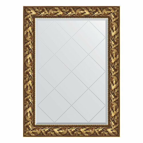 Зеркало настенное с гравировкой EVOFORM в багетной раме Византия золото, 79х106 см, для гостиной, прихожей, спальни и ванной комнаты, BY 4199