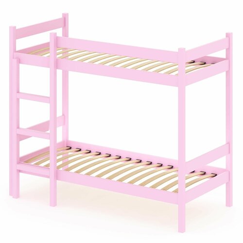 Двухъярусная кровать из массива сосны с ортопедическим основанием, 200х90 см (габариты 210х100), цвет розовый