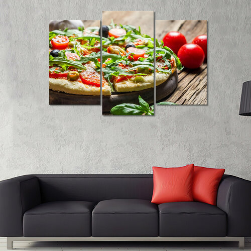 Модульная картина на холсте/Vegetable pizza/Овощная пицца 120х80