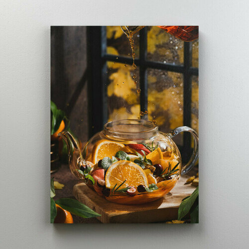 Интерьерная картина на холсте "Чай с фруктами", размер 30x40 см
