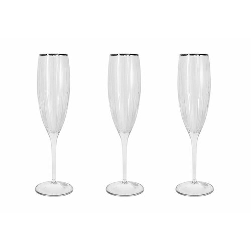 Набор хрустальных бокалов для шампанского "Пиза серебро" 6 шт, объем 150 мл, Same, Италия, SM2103_SAL
