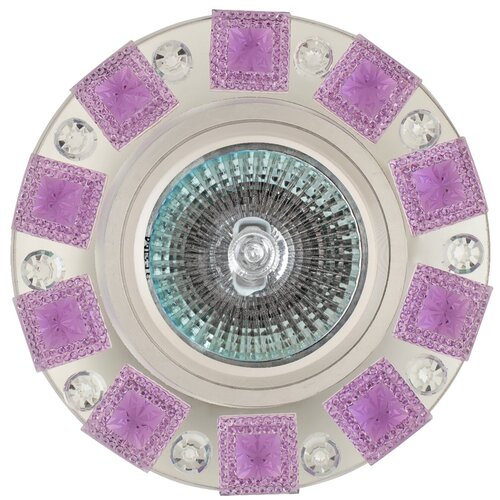 Светильник De Fran FT 501, зеркальный / сиреневые кристаллы, GU5.3, 50 Вт, цвет арматуры: фиолетовый