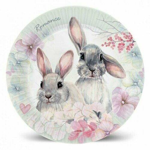 Набор бумажных тарелок Кролики (пастель), 6 шт, 18 см