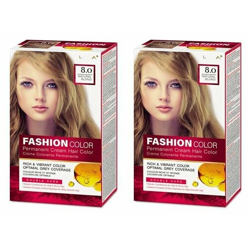 RuBella Краска для волос Fashion Color, тон 8.0 Natural Blond, 50/50/15 мл, 2 уп