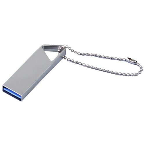 Компактная металлическая флешка с треугольным отверстием для цепочки (4 GB USB 2.0 Серебро Mini033)