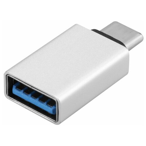 Переходник USB-A 3.1 (штекер) на Type-C (порт) OTG, алюминиевый корпус, цвет серебристый