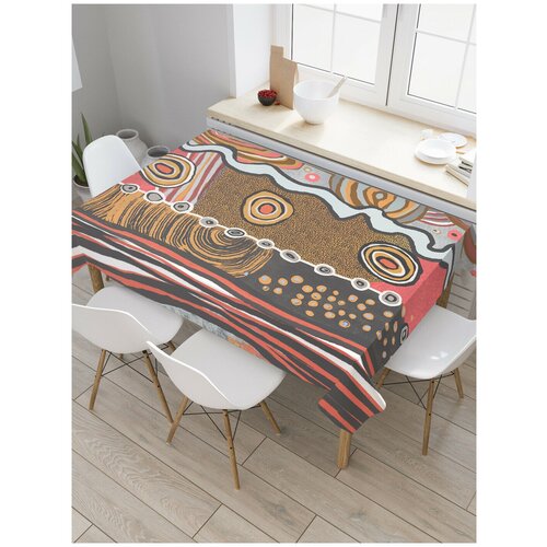 Прямоугольная тканевая скатерть на стол JoyArty с рисунком "Африканская абстракция" 145 на 180 см