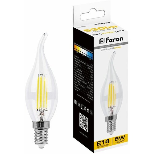 Лампа светодиодная Feron LB-59 Свеча на ветру E14 5W 2700K 25575, комплект 8 шт.