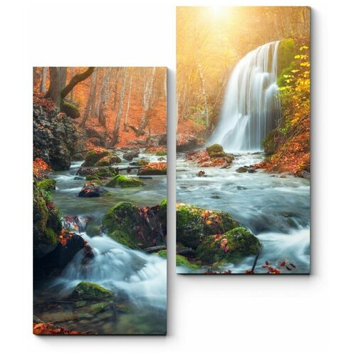 Модульная картина Прекрасный осенний водопад 40x50