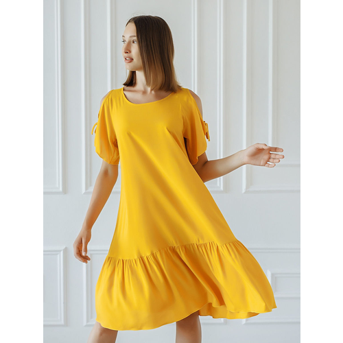 Платье Совушка Трикотаж, размер 52, желтый