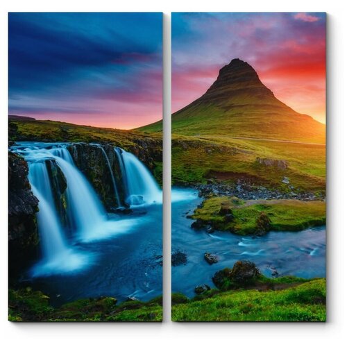 Модульная картина Красочный рассвет, Исландия 90x90