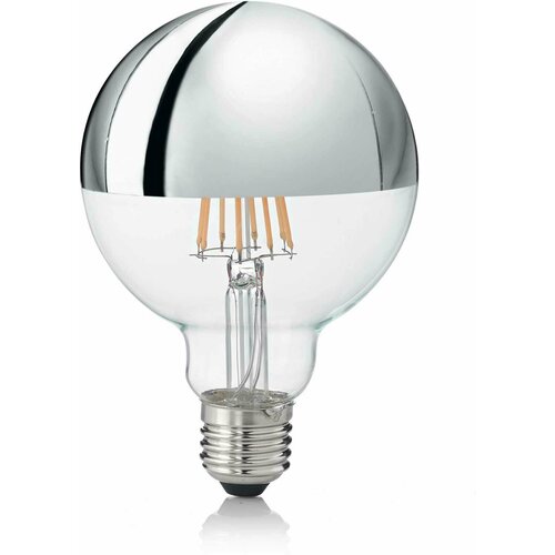 Лампа филаментная Ideal Lux Globo small Шар D95мм 9Вт 930Лм 3000К CRI80 Е27 230В Прозрачный/Зеркальный верх Не дим 135526