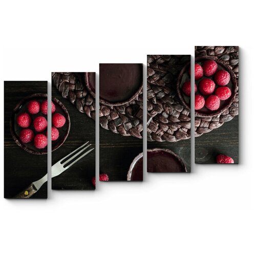 Модульная картина Шоколадный пирог с малиной 100x70